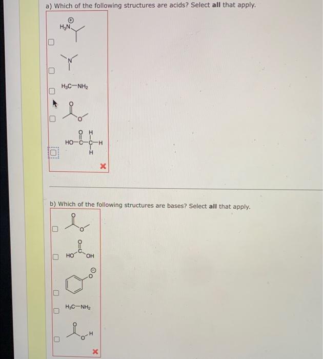 Solved a) Which of the following structures are acids? | Chegg.com