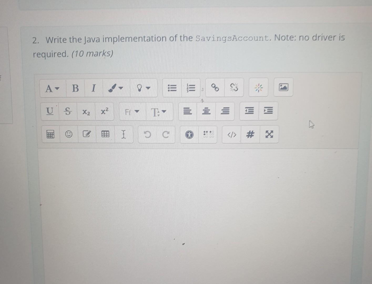 Solved 2. Write the Java implementation of the | Chegg.com