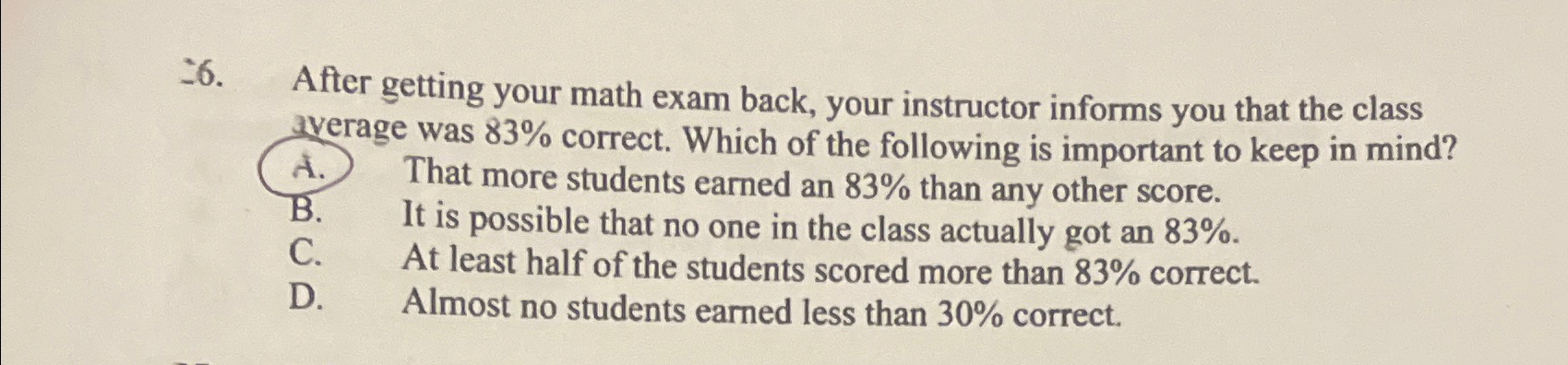 Solved After getting your math exam back, your instructor | Chegg.com