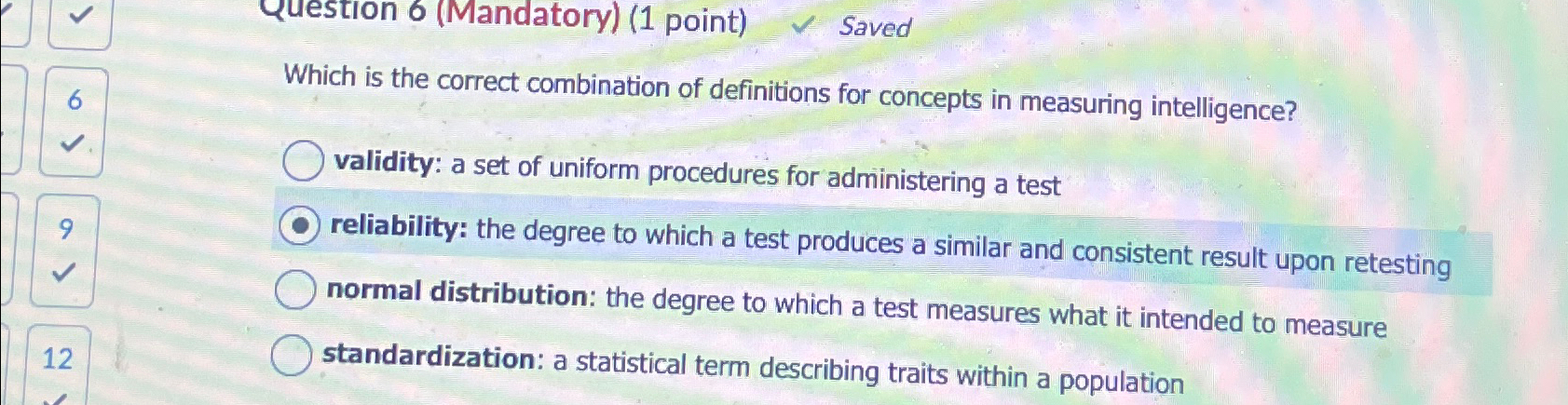 Solved Question 6 (Mandatory) (1 ﻿point)SavedWhich is the | Chegg.com