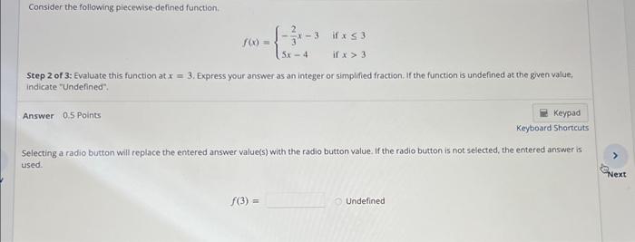 Solved Consider the following piecewise-defined function. | Chegg.com