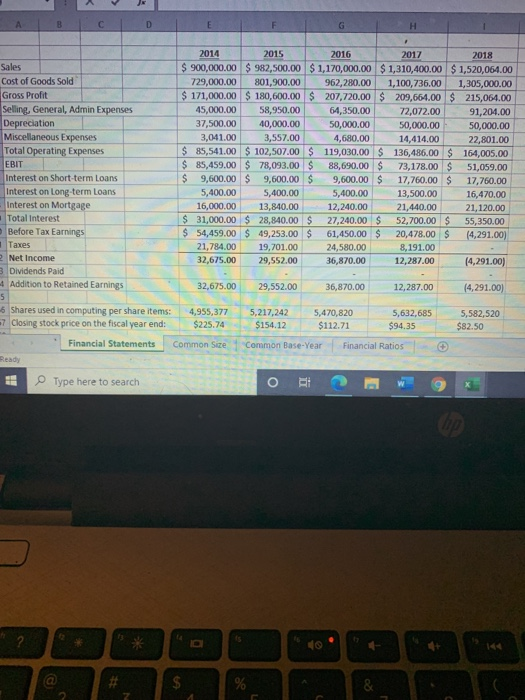 Solved can you create a common base year financial statement | Chegg.com