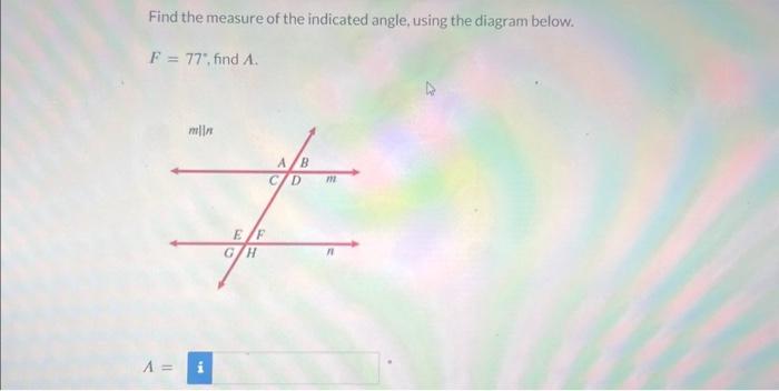 Solved Find The Measure Of The Indicated Angle Using The