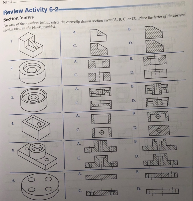 Solved Review Activity 6-2 Section Views For each of the | Chegg.com