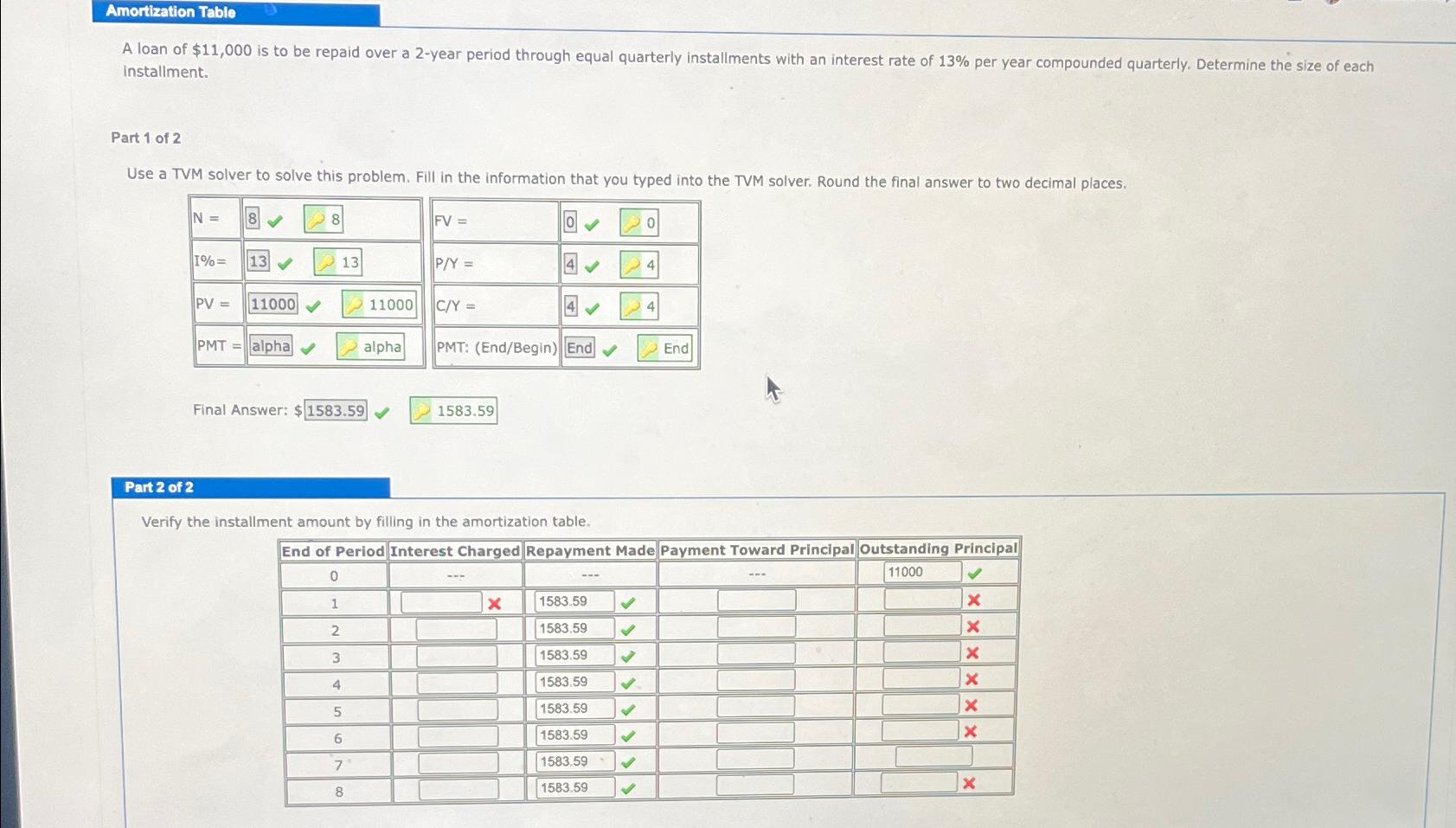 Solved I need you to create and fill in an amortization | Chegg.com