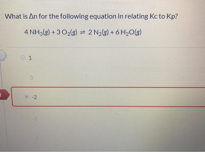 Solved What is An for the following equation in relating Kc | Chegg.com