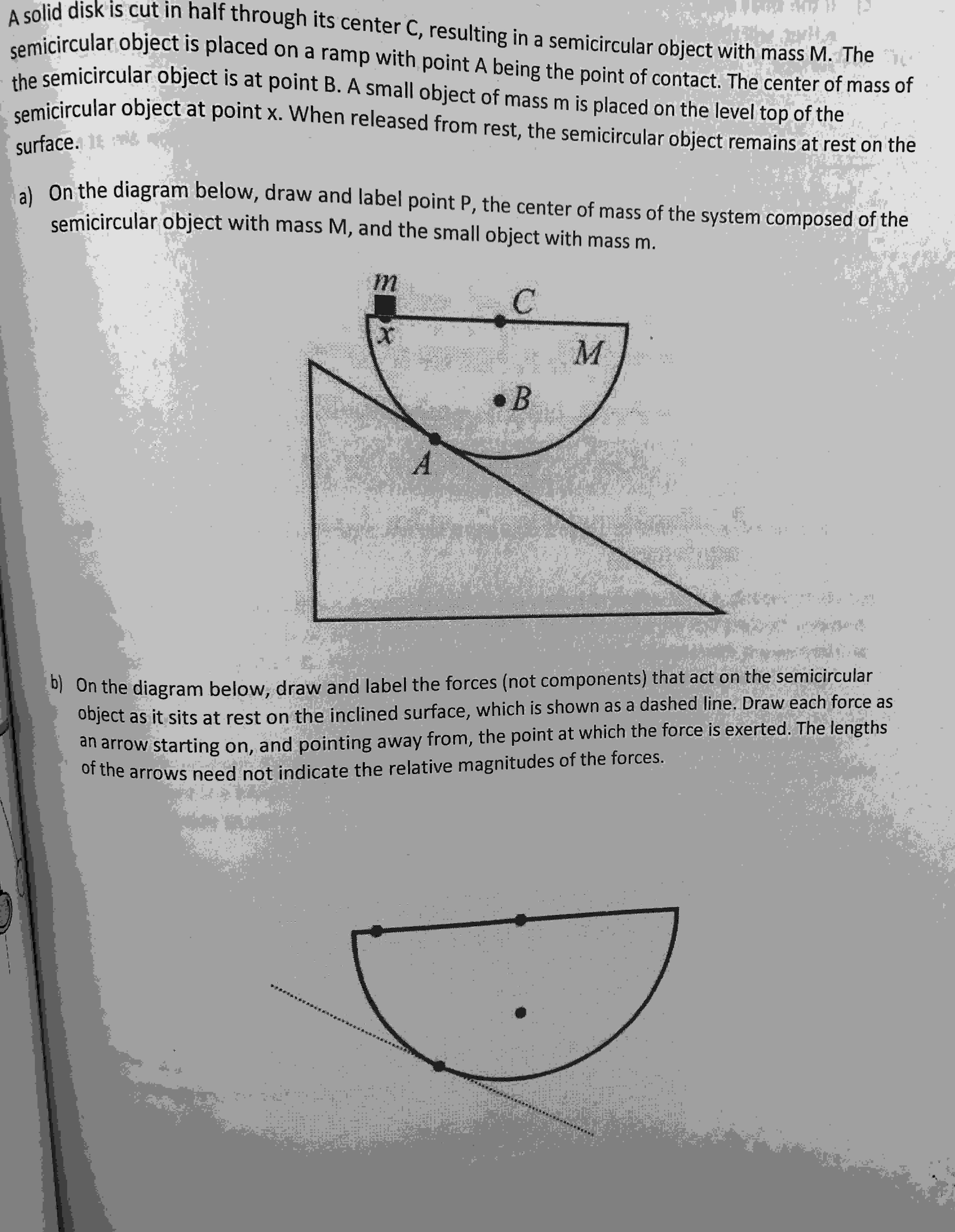 Solved A solid disk is cut in half through its center C, | Chegg.com