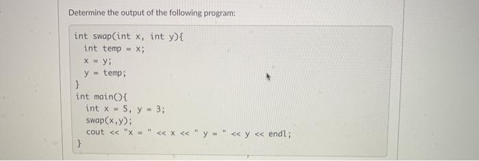 Solved Determine the output of the following program: int x; | Chegg.com