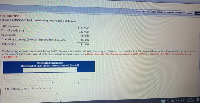 Solved CALCULATOR FULL SOREN PRINTER VERSION Brief Exercise | Chegg.com
