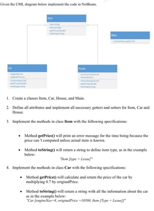Solved Given the UML diagram below implement the code in | Chegg.com