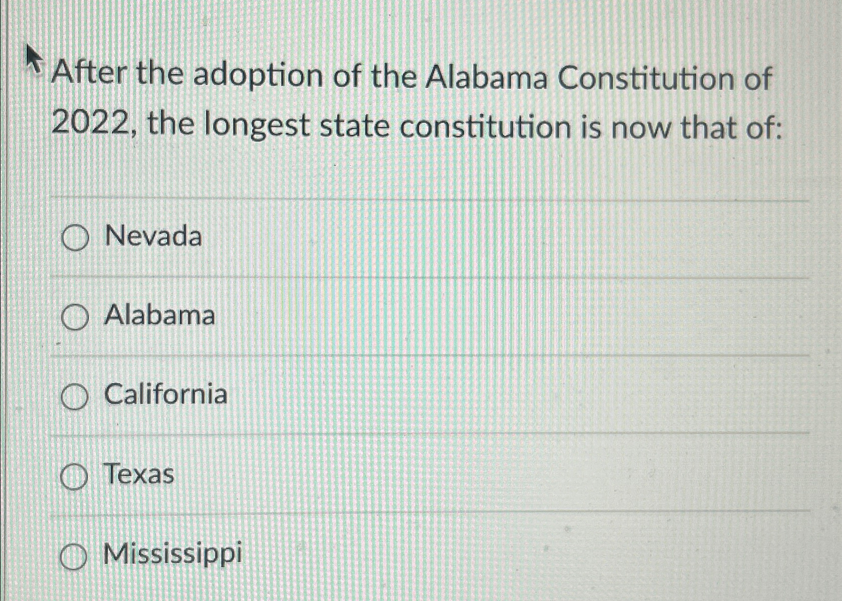 Solved After the adoption of the Alabama Constitution of | Chegg.com