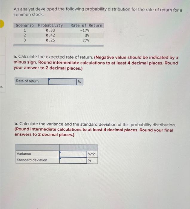 Solved An analyst developed the following probability | Chegg.com