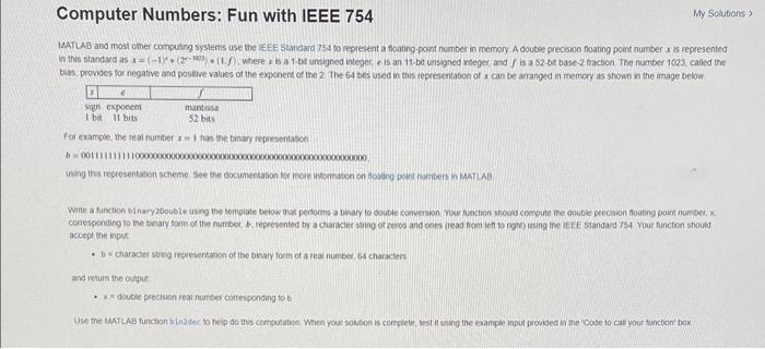 Solved Computer Numbers: Fun with IEEE 754 MATLAB and mast | Chegg.com