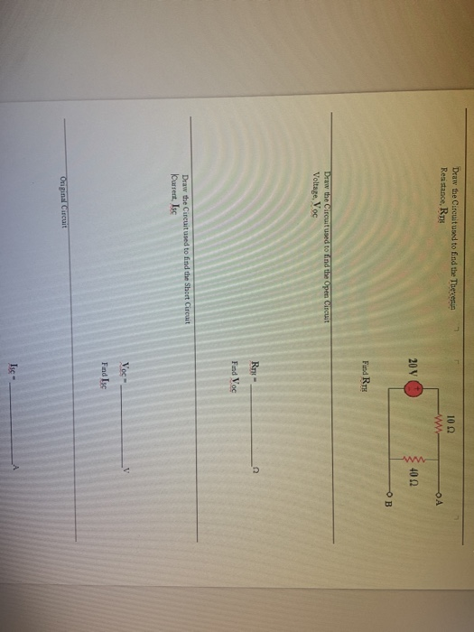 Solved Draw the Circuit used to find the Thevenin | Chegg.com