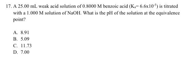 Solved 8. Hydroxylamine, HONH2, is a weak base with a K, of | Chegg.com