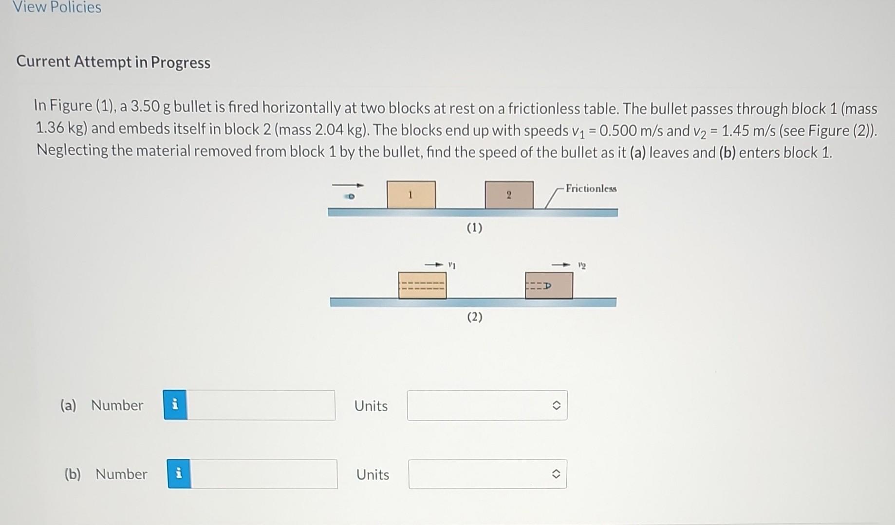 Solved In Figure (1), a 3.50 g bullet is fired horizontally | Chegg.com