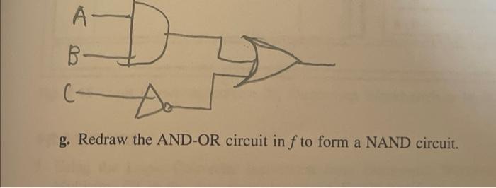 Solved g. Redraw the AND-OR circuit in f to form a NAND | Chegg.com