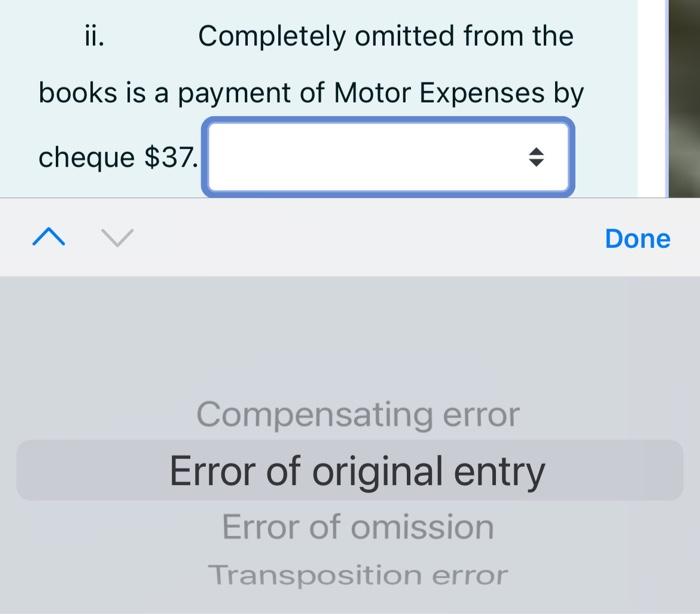 Solved Identify the different types of errors: i. A payment | Chegg.com