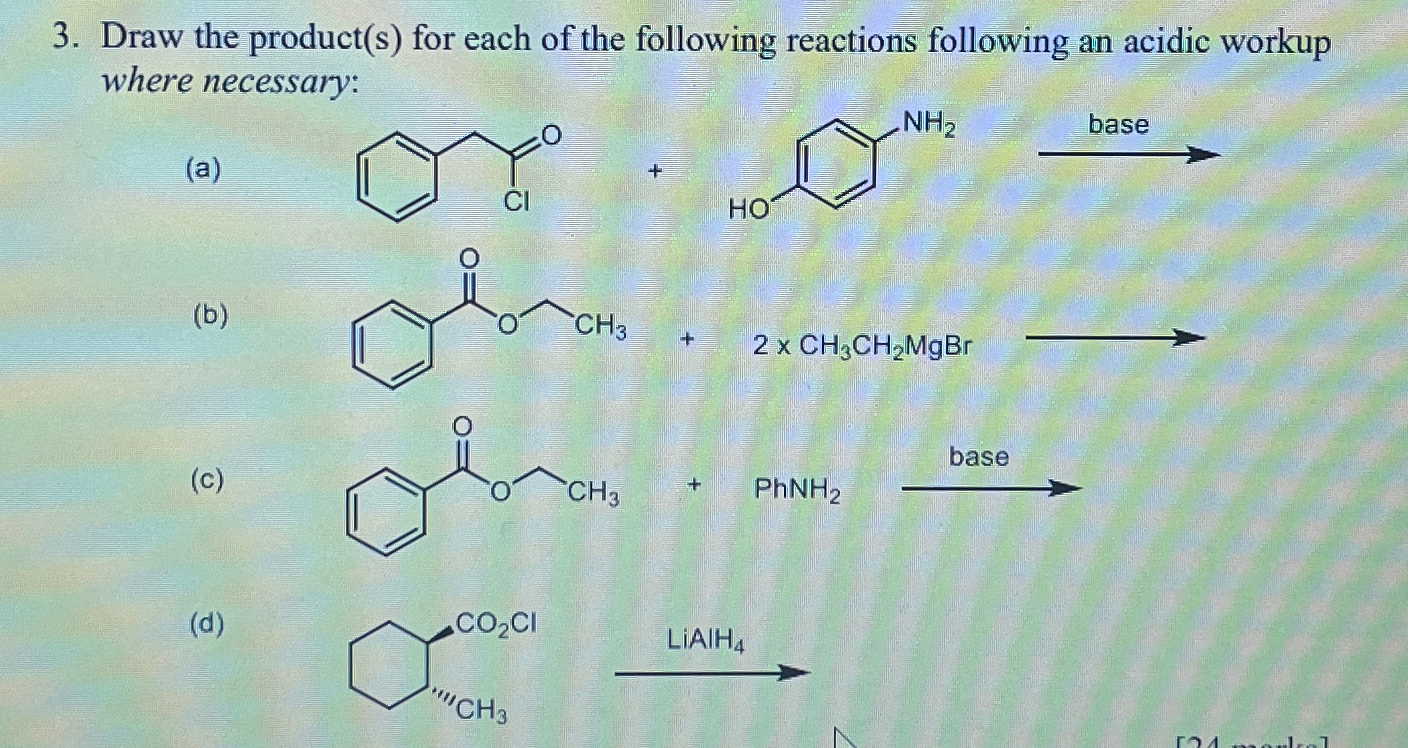 Solved Draw the product(s) ﻿for each of the following | Chegg.com