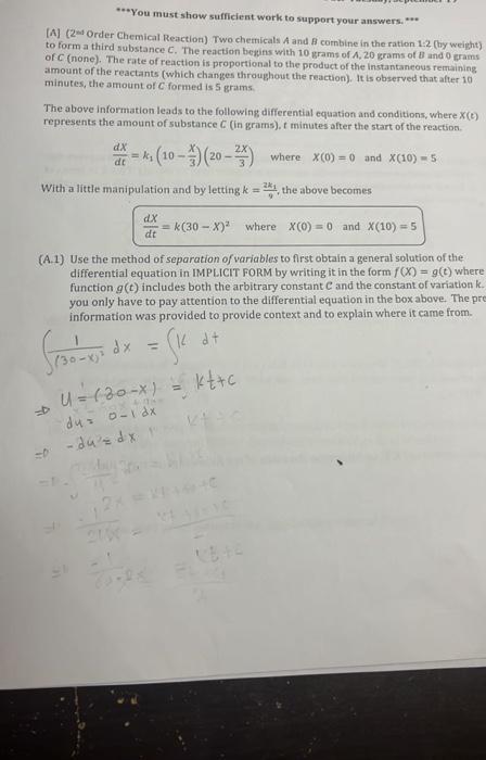 (A.2) Use the conditions X(0)=0 and X(10)=5 to | Chegg.com