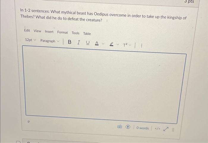 In 1-2 sentences: What mythical beast has Oedipus | Chegg.com