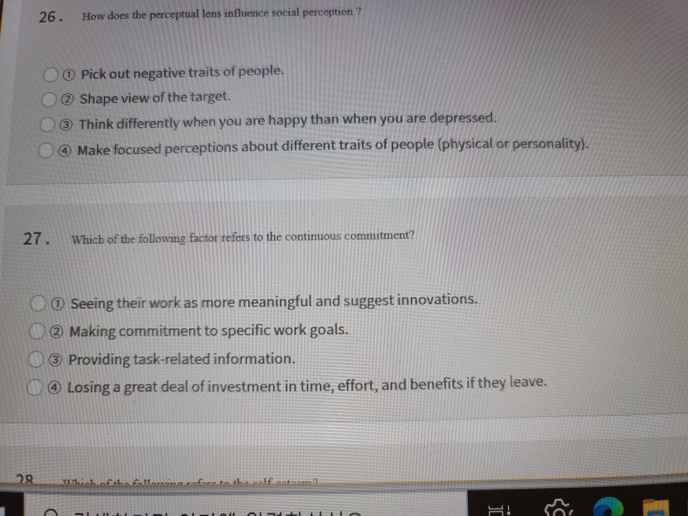 Solved 26. How does the perceptual lens influence social | Chegg.com