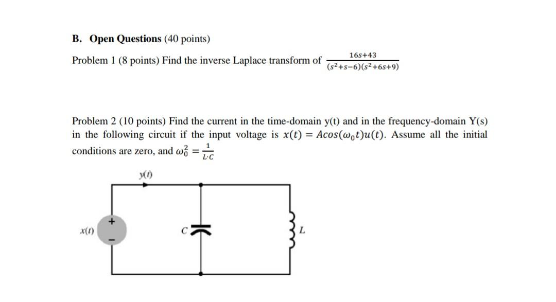 Solved B Open Questions 40 Points Problem 1 8 Points