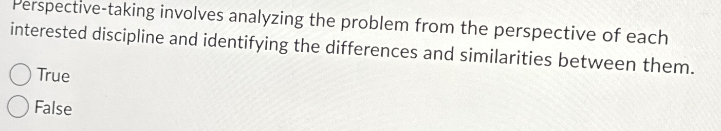 Solved Perspective-taking involves analyzing the problem | Chegg.com