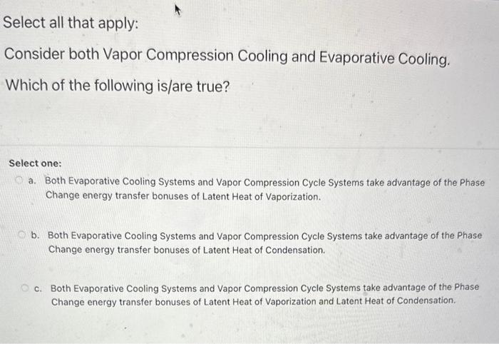 Solved Select all that apply: Consider both Vapor | Chegg.com
