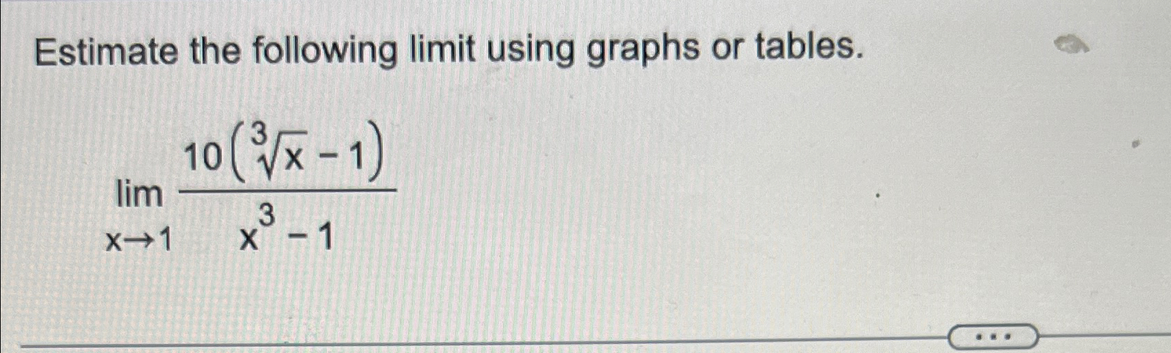 Solved Estimate the following limit using graphs or | Chegg.com