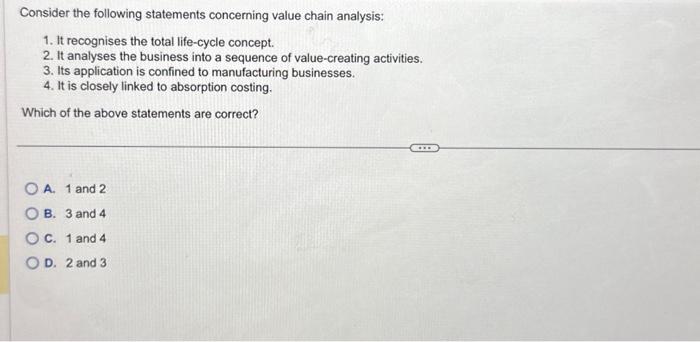 Solved Consider the following statements concerning value | Chegg.com