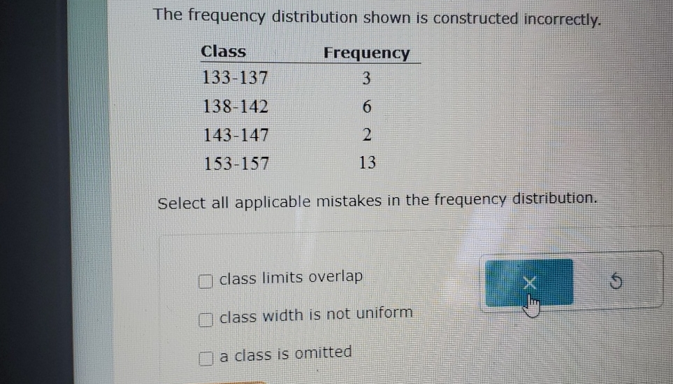 The frequency distribution shown is constructed | Chegg.com