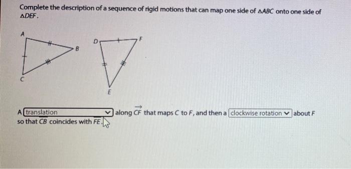 Solved Complete the description of a sequence of rigid | Chegg.com