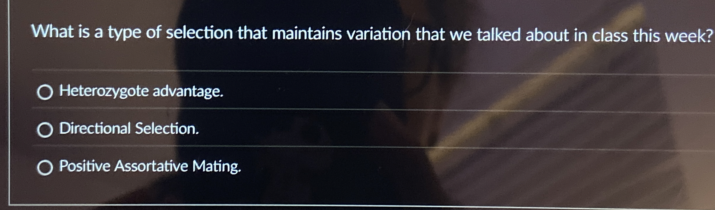 Solved What is a type of selection that maintains variation | Chegg.com