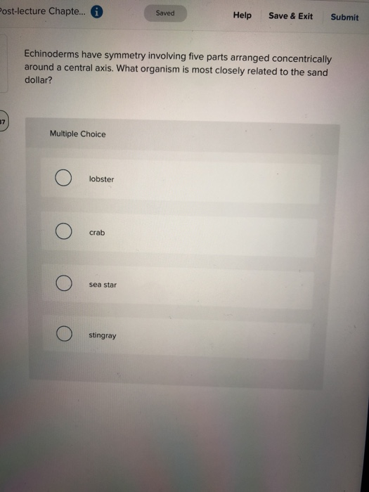 Solved Post-lecture Chapte... i Saved Help Save & Exit | Chegg.com