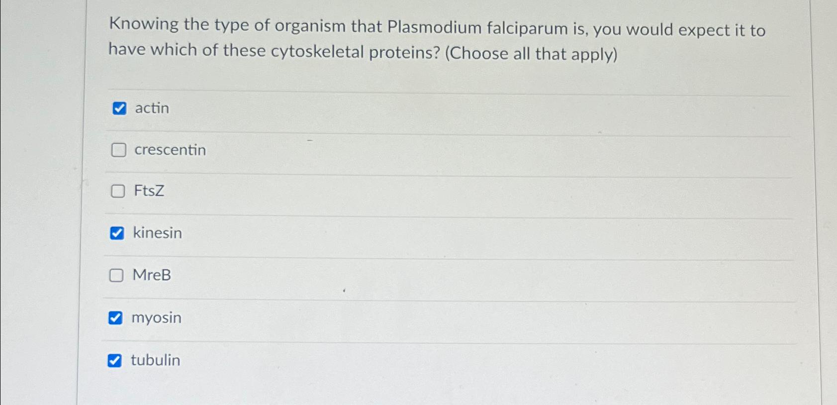 Solved Knowing the type of organism that Plasmodium | Chegg.com