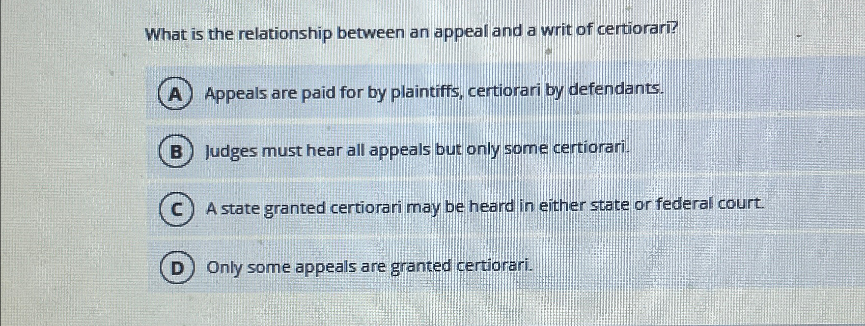 Solved What is the relationship between an appeal and a writ | Chegg.com
