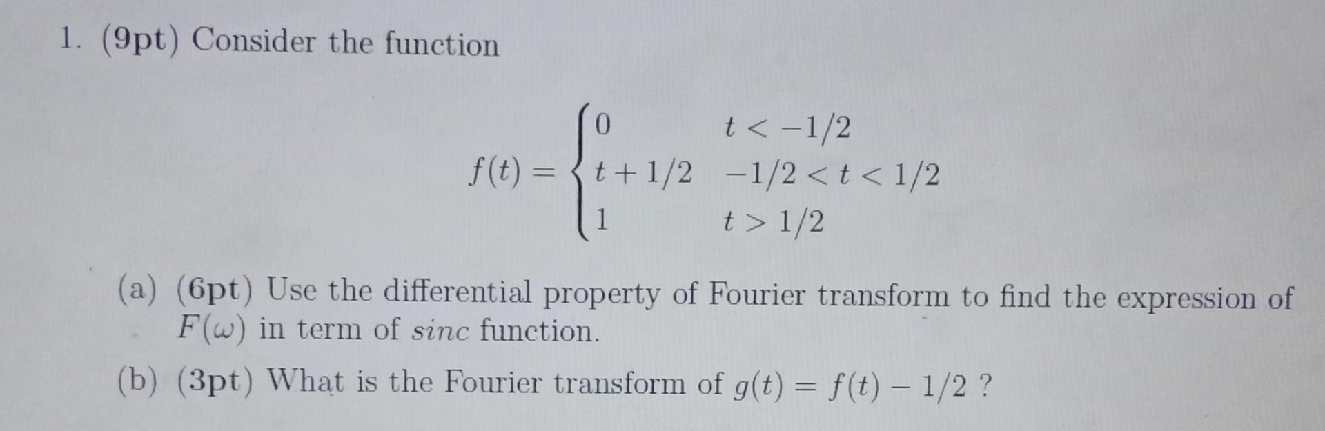 Solved 1. (9pt) Consider the function | Chegg.com