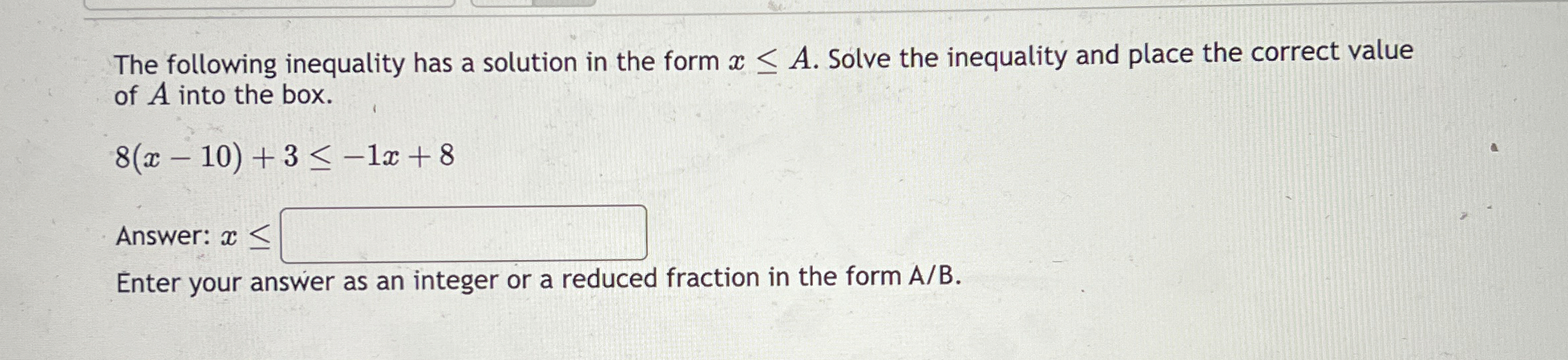 Solved The following inequality has a solution in the form | Chegg.com