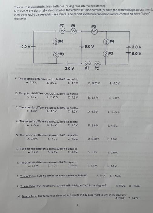 Solved The circuit below contains ideal batterles thaving | Chegg.com