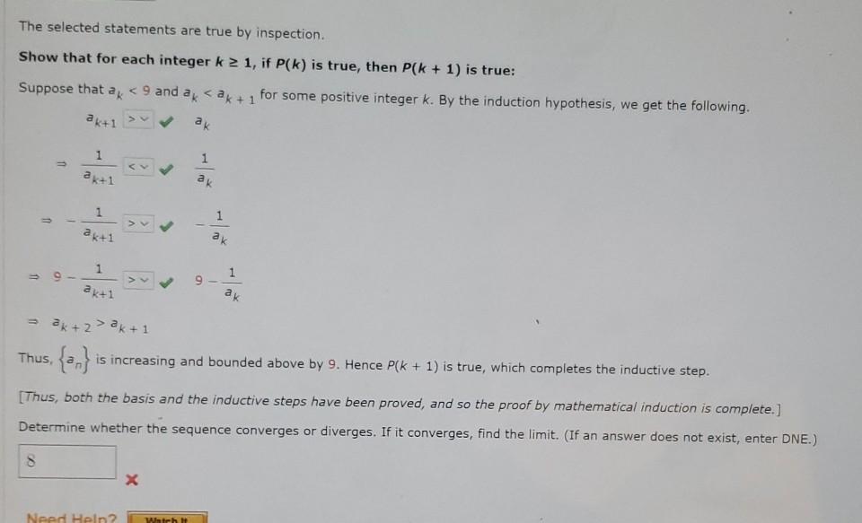 Solved Show that the sequence defined by 1 a = 1, an+ 1 = 9- | Chegg.com