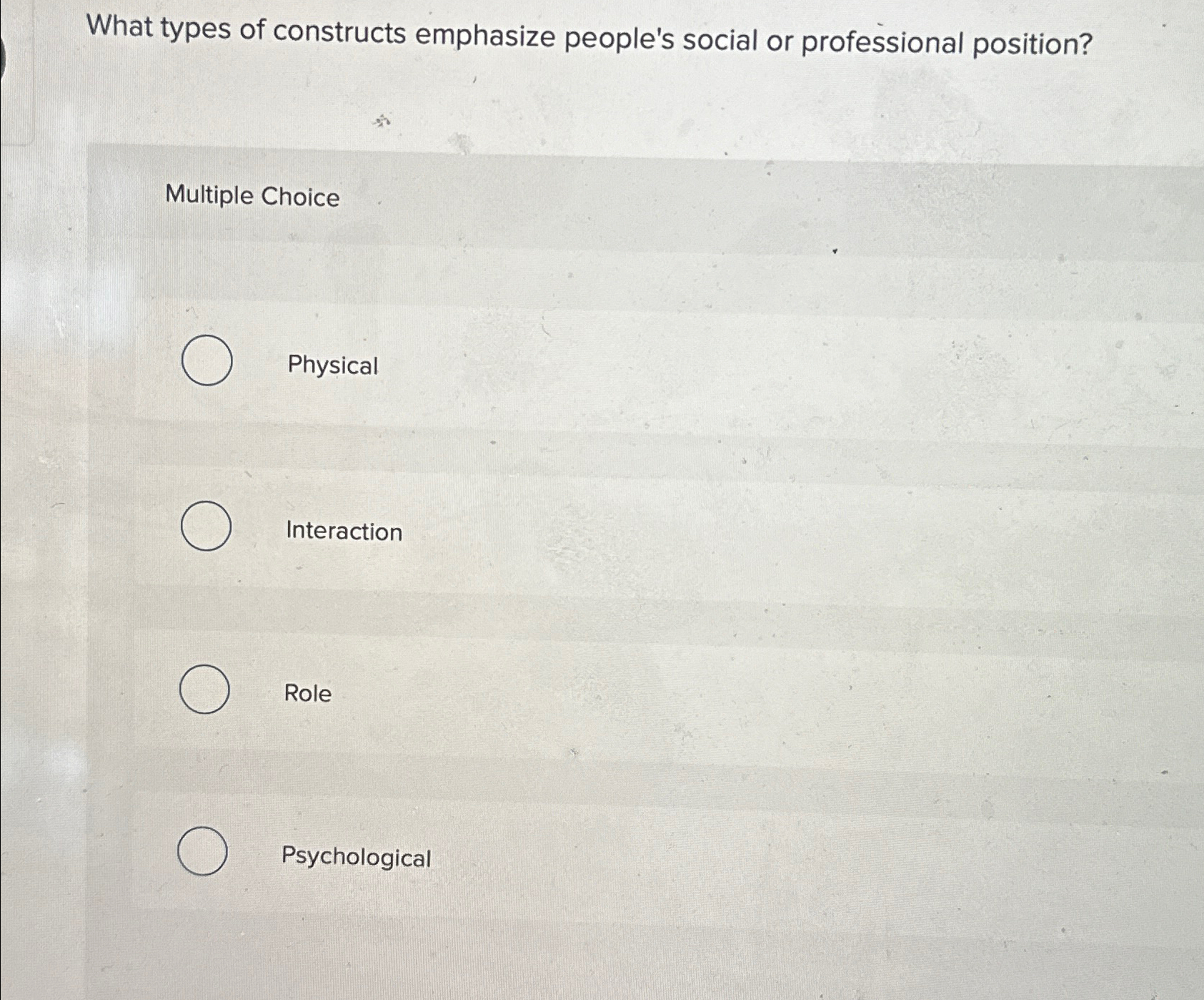Solved What types of constructs emphasize people's social or | Chegg.com