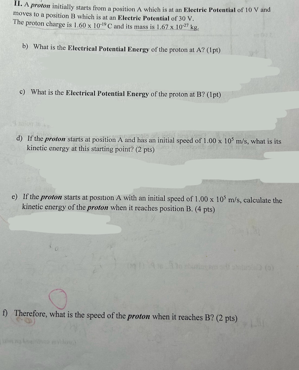 Solved II. ﻿A proton initially starts from a position A | Chegg.com