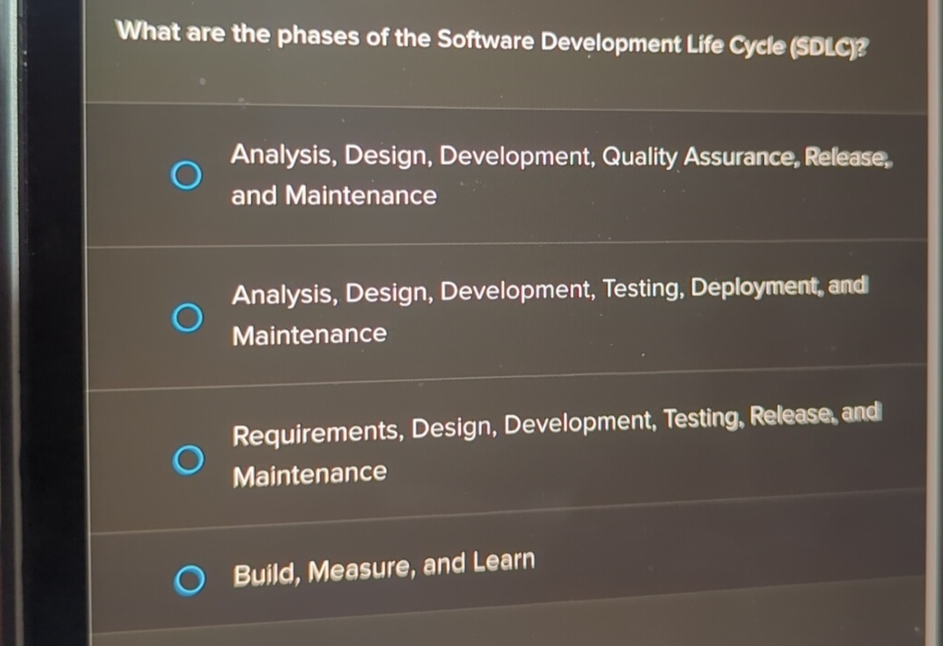 Solved What are the phases of the Software Development Life | Chegg.com