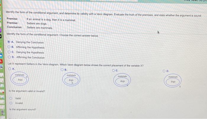 Solved Identify the form of the conditional argument, and | Chegg.com