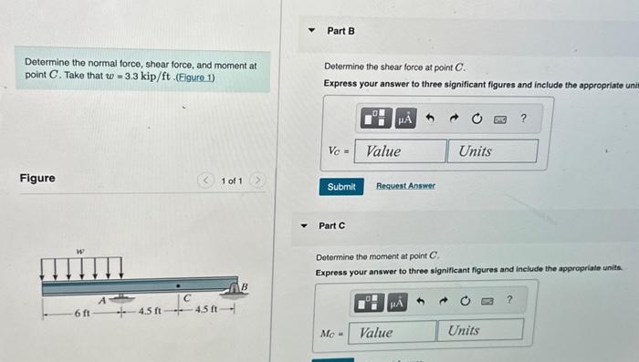 Solved Determine the normal force, shear force, and moment | Chegg.com
