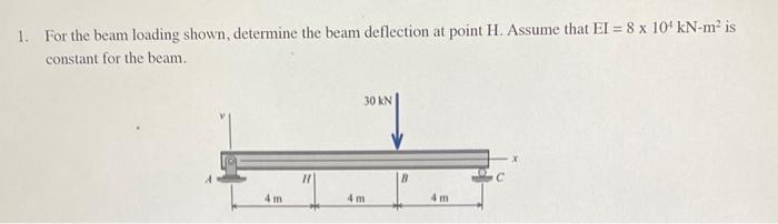 Solved 1. For the beam loading shown, determine the beam | Chegg.com
