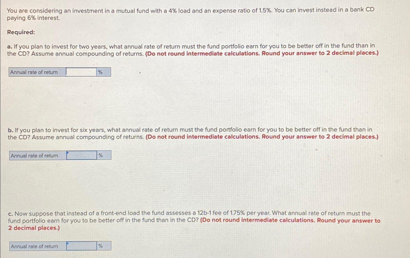 Solved You are considering an investment in a mutual fund | Chegg.com