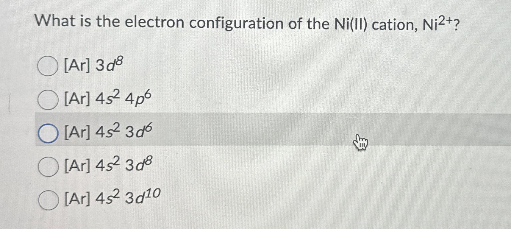 Solved What is the electron configuration of the Ni(II) | Chegg.com