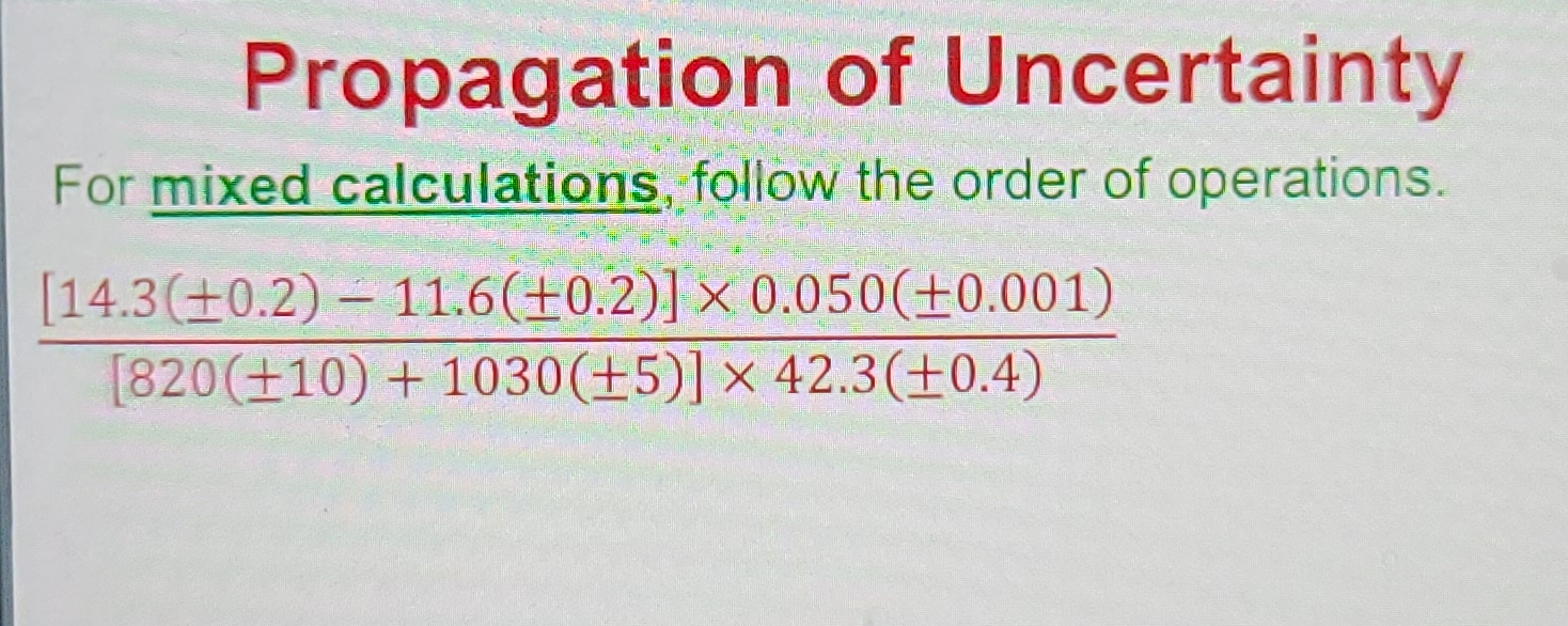 Solved Propagation of UncertaintyFor mixed calculations, | Chegg.com